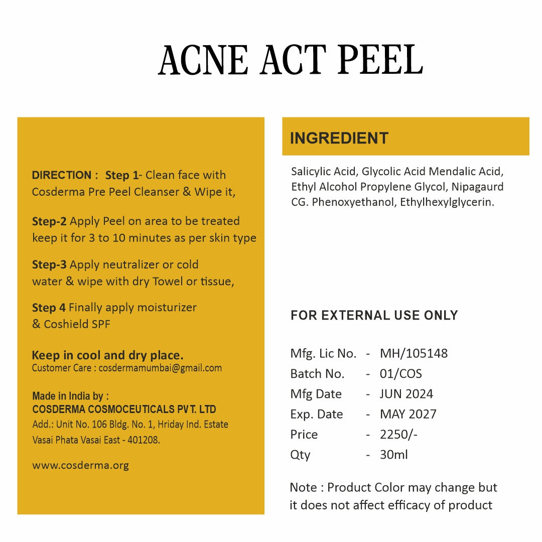 Acne Act Peel Facial Kit for Oily Skin | Treats Acne, and Acne Scars ...